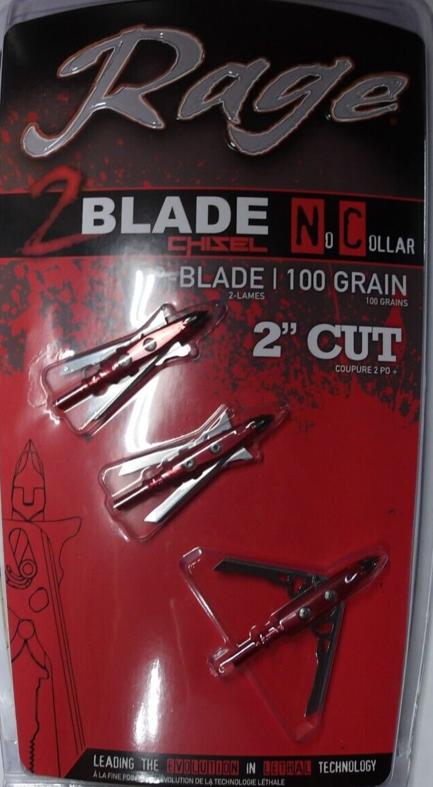 @NEW@ 3pk. Rage 2 Blade Chisel NC No Collar 100 Broadheads R38901 | eBay