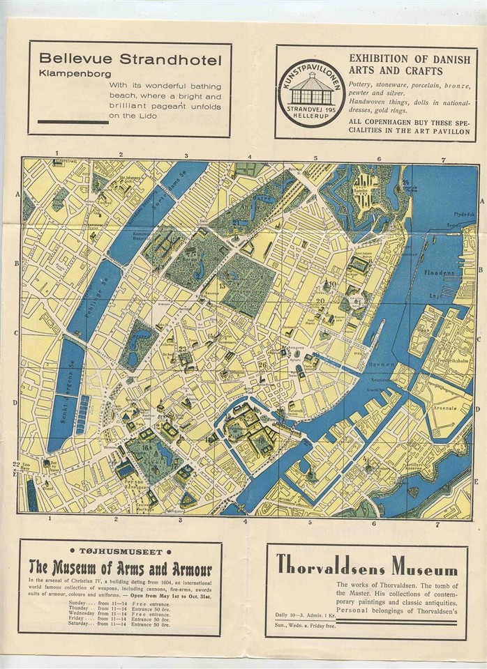 1930's Copenhagen Denmark Advertising Brochure with Color Pictorial Map ...