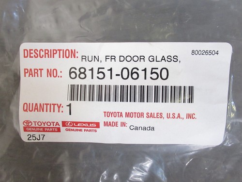 Genuine OEM Toyota 68151-06150 Driver Front Window Run Channel 2015 ...