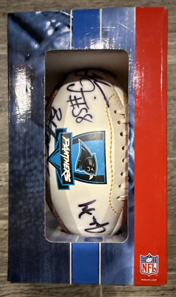Carolina Panthers Autographed Mini Football #74, 58, 45, 52, 87 A ...