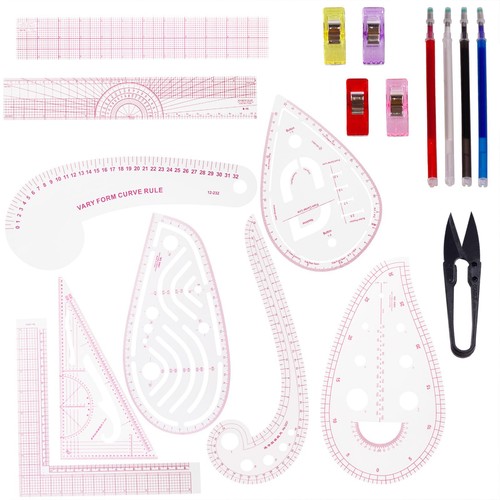 Acrylic Sewing Ruler Set，French Curve Pattern Rulers Kit for Tailors ...
