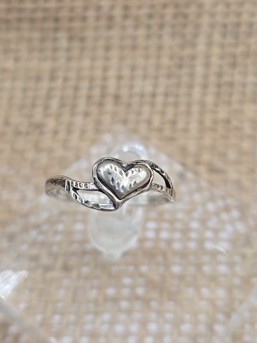 Sterling Silver Diamond Cut 3D Heart Ring Size 8 | eBay