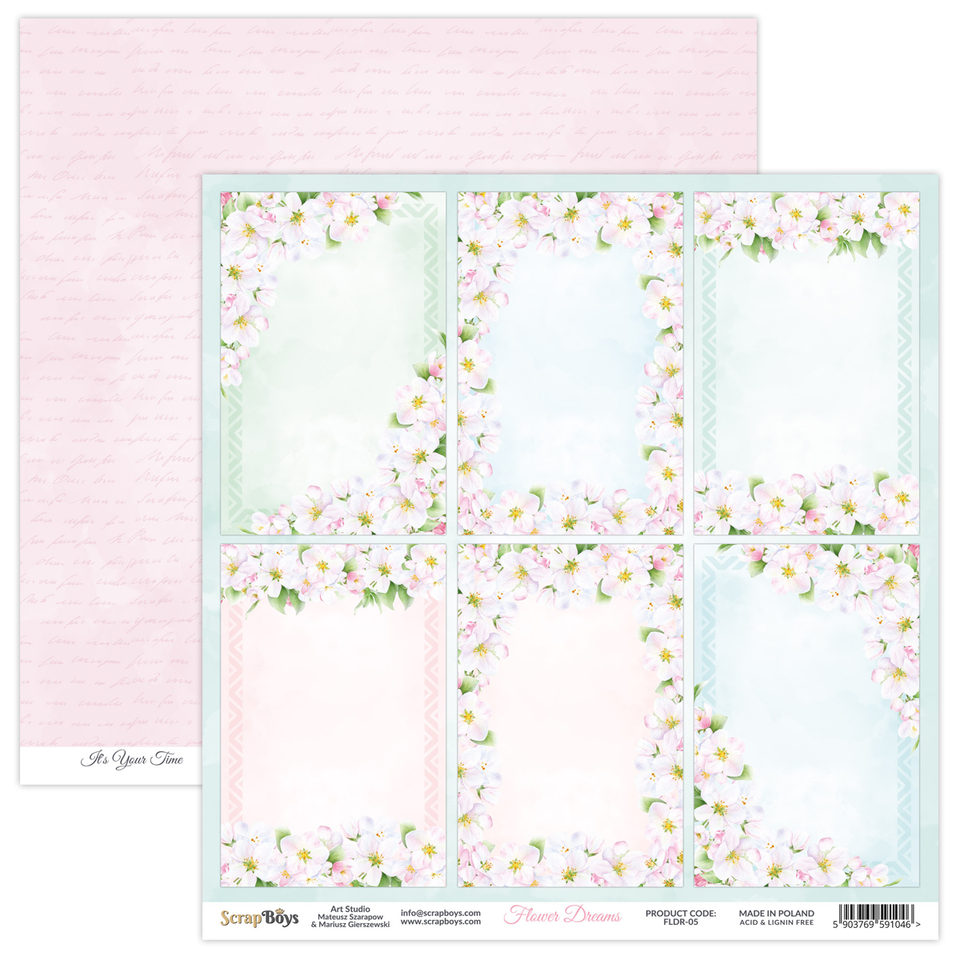 Double-sided scrapbooking paper set 6"x6", 24 sheets, Flower Dreams ...