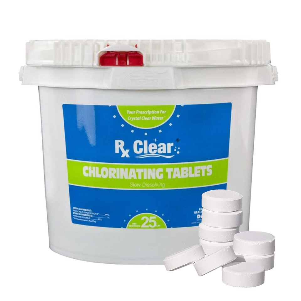 Rx Clear 3" Dissolving Stabilized Chlorine Swimming Pool Tablets ...