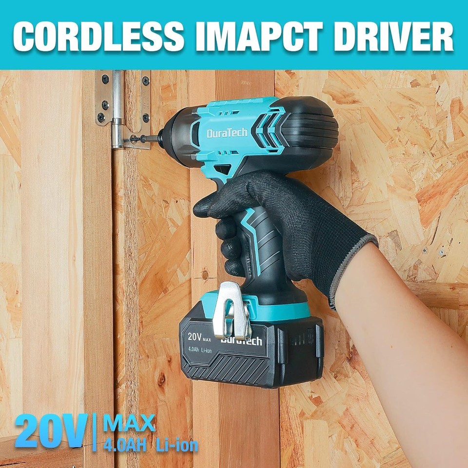 DURATECH 2 IN 1 Cordless Brad Nailer Battery Powered 18 GA Nail Battery ...