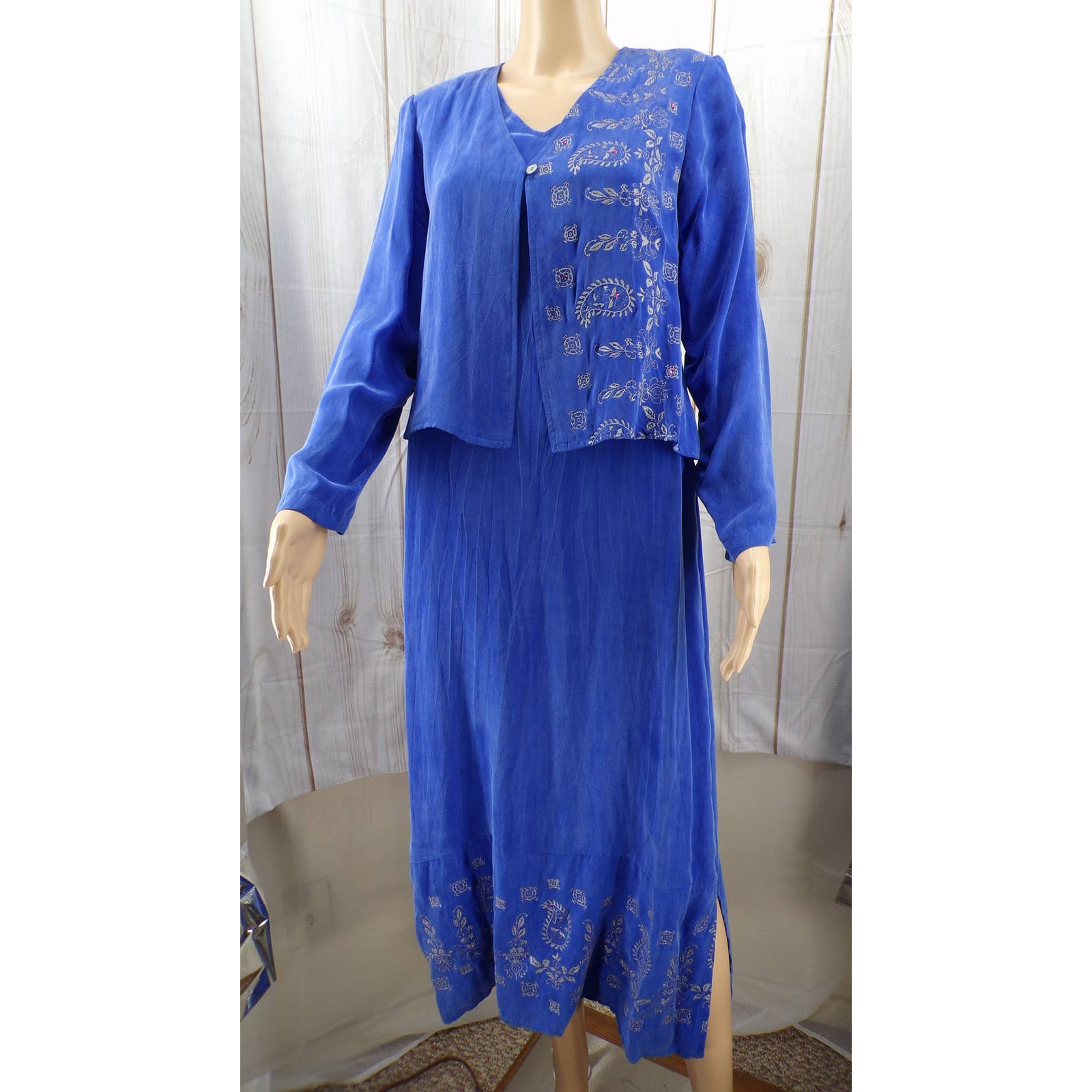 Rabbit Designs Maxi Dress & Jacket 2 Piece Set Royal … - Gem