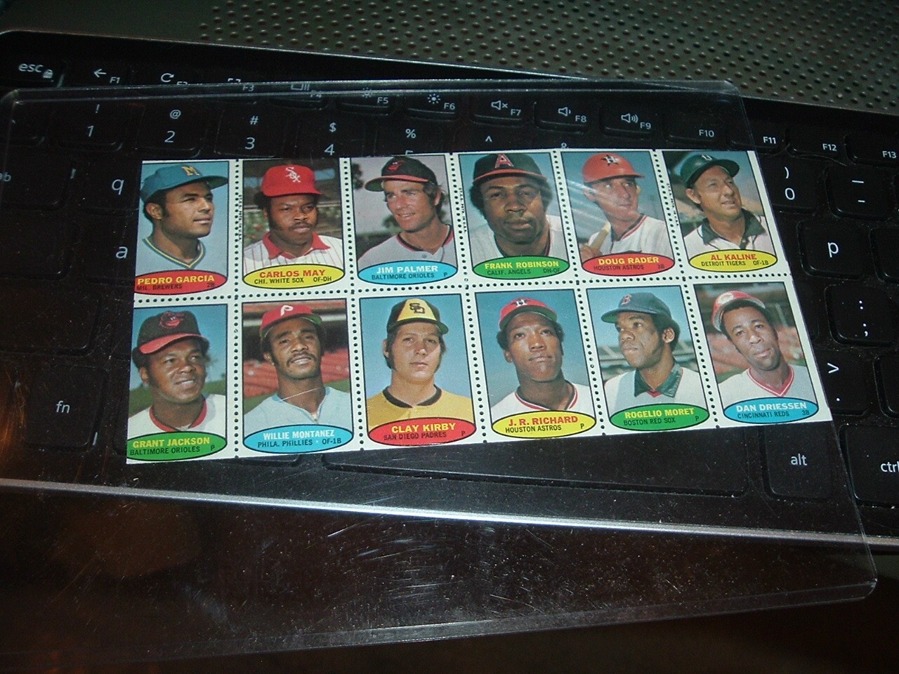 1974 Topps Test Stamps Sheet of 12 Players Jim Palmer Frank Robinson Al ...