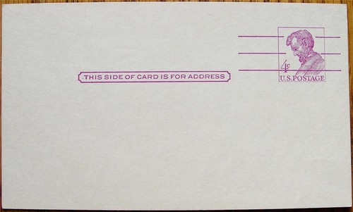 MISC. ~ USPS Abraham Lincoln 4 Cent Blank Postcard ~ (1963-1968) New ...