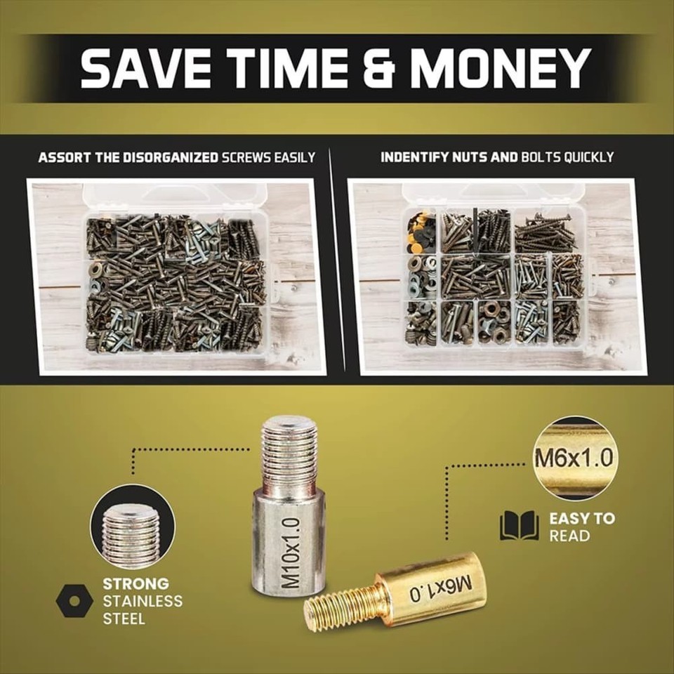 Nut and Bolt Thread Gauge Set with 26 Pieces Including Inch and Metric ...