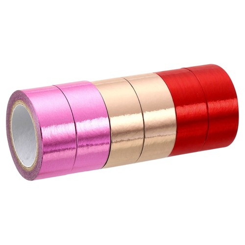 Metallic Washi Tape 15mmx5m, 6 Pack Art Tapes Self-Adhesive Pink, Red ...