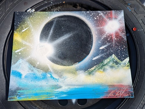 Eclipse Of The Elements, 14x11 Spray Paint Art. Original Work Signed ...