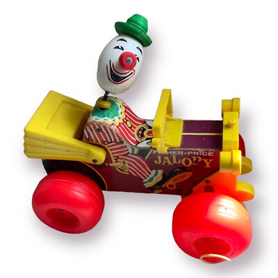 Vintage 1965 Fisher Price Jalopy Clown Car Pull Retro Toy #724 Wooden ...