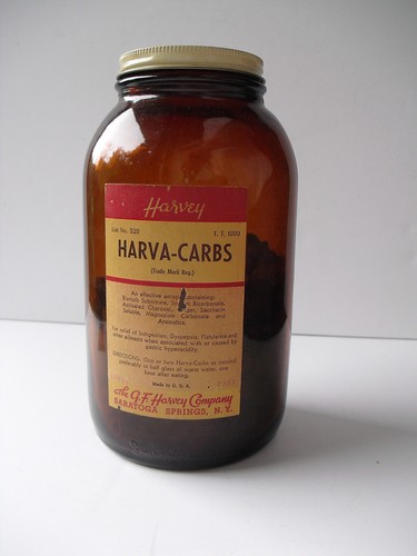 VINTAGE HARVA-CARBS 1000 TABLET PHARMACY SIZED BROWN GLASS MEDICINE ...