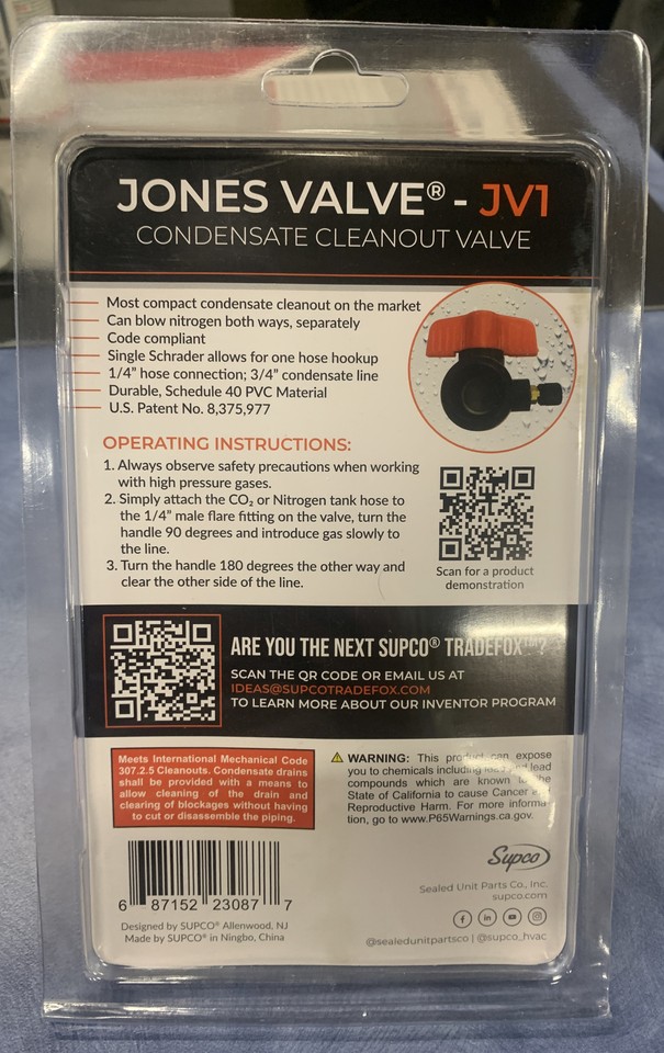 SUPCO JONES VALVE, CONDENSATE DRAIN BLOW OUT VALVE JV1 | eBay