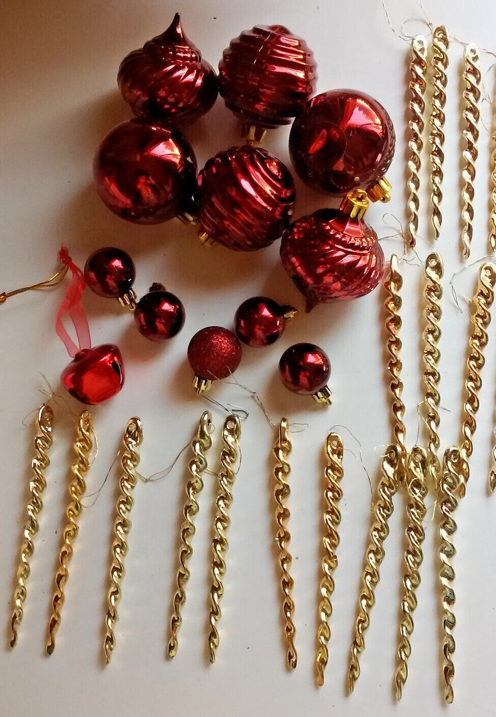 Red Ornaments 11 and Gold Icicles 18 and Red Bell 1 Take All | eBay