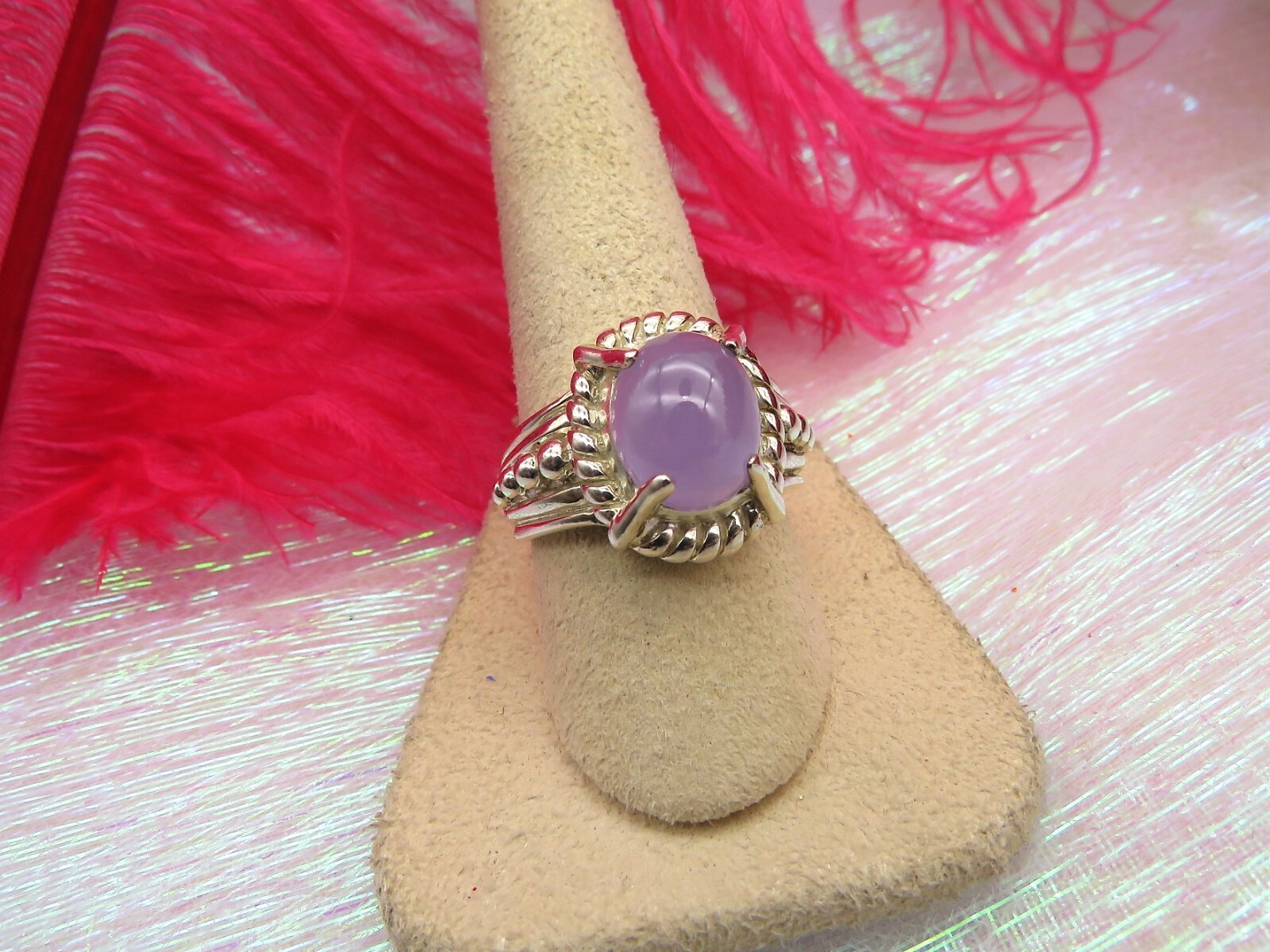 JUDITH RIPKA 925 STERLING PURPLE JADEITE RING**HEAVY*… - Gem