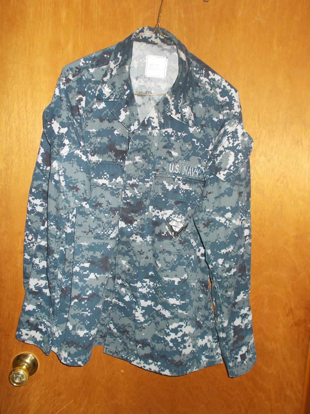 US Navy Military Uniform Blue Digital CAMO Shirts Reg… - Gem