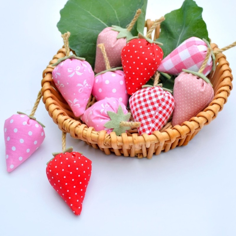 6Pcs Fabric Strawberry Vintage Handmade Artificial Strawberries Bowl ...