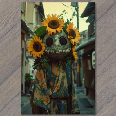 5x7" Sunflower Monster Hair Strange Nature Weird Unusual Wild Mask ...