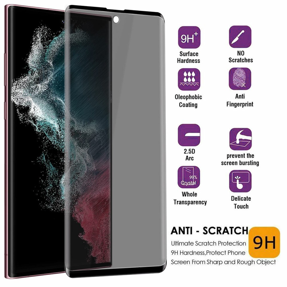 For Samsung Galaxy S22 Ultra S22 Plus 5G Privacy Tempered Glass Screen ...