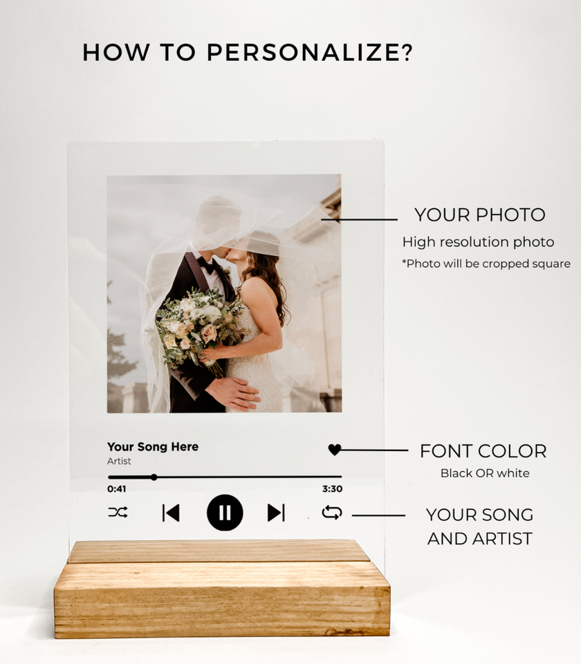 Personalized Picture Song Framed Picture Plaque With Stand Home Decor ...