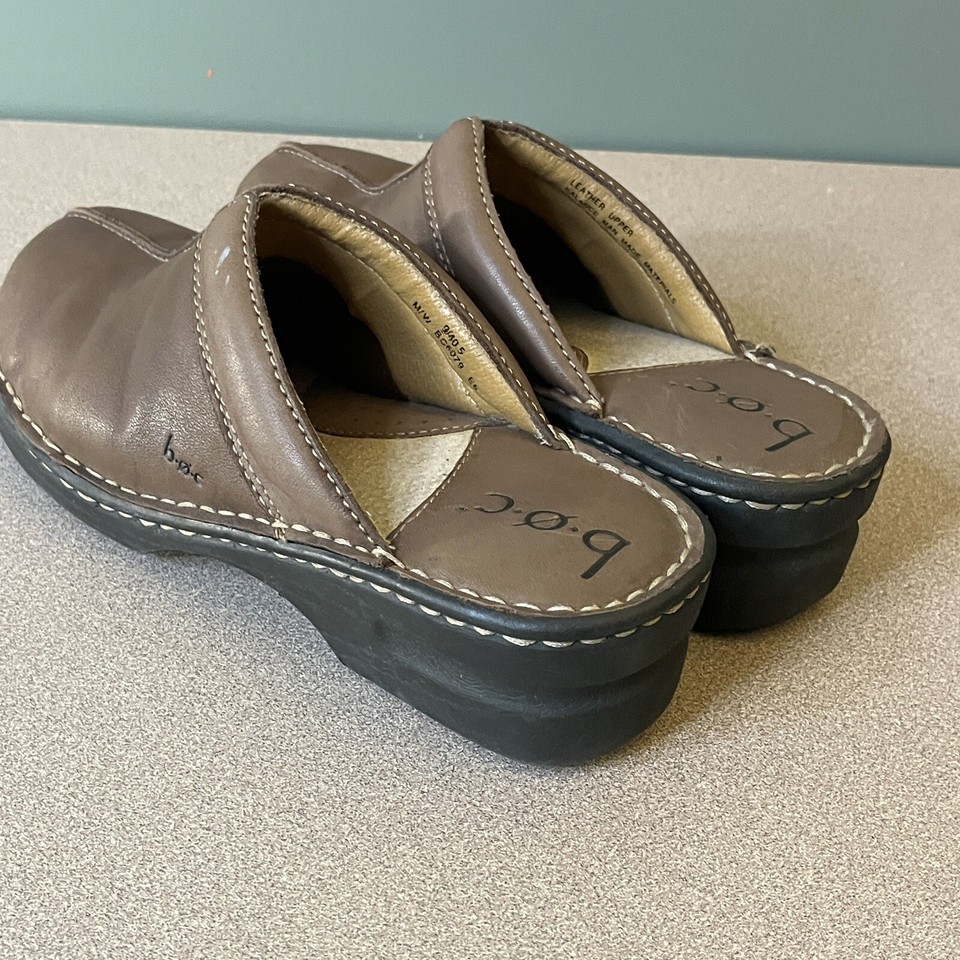 BOC Born Concepts Brown Leather Clogs Mules Womens Shoes BC6079 E6 Size ...