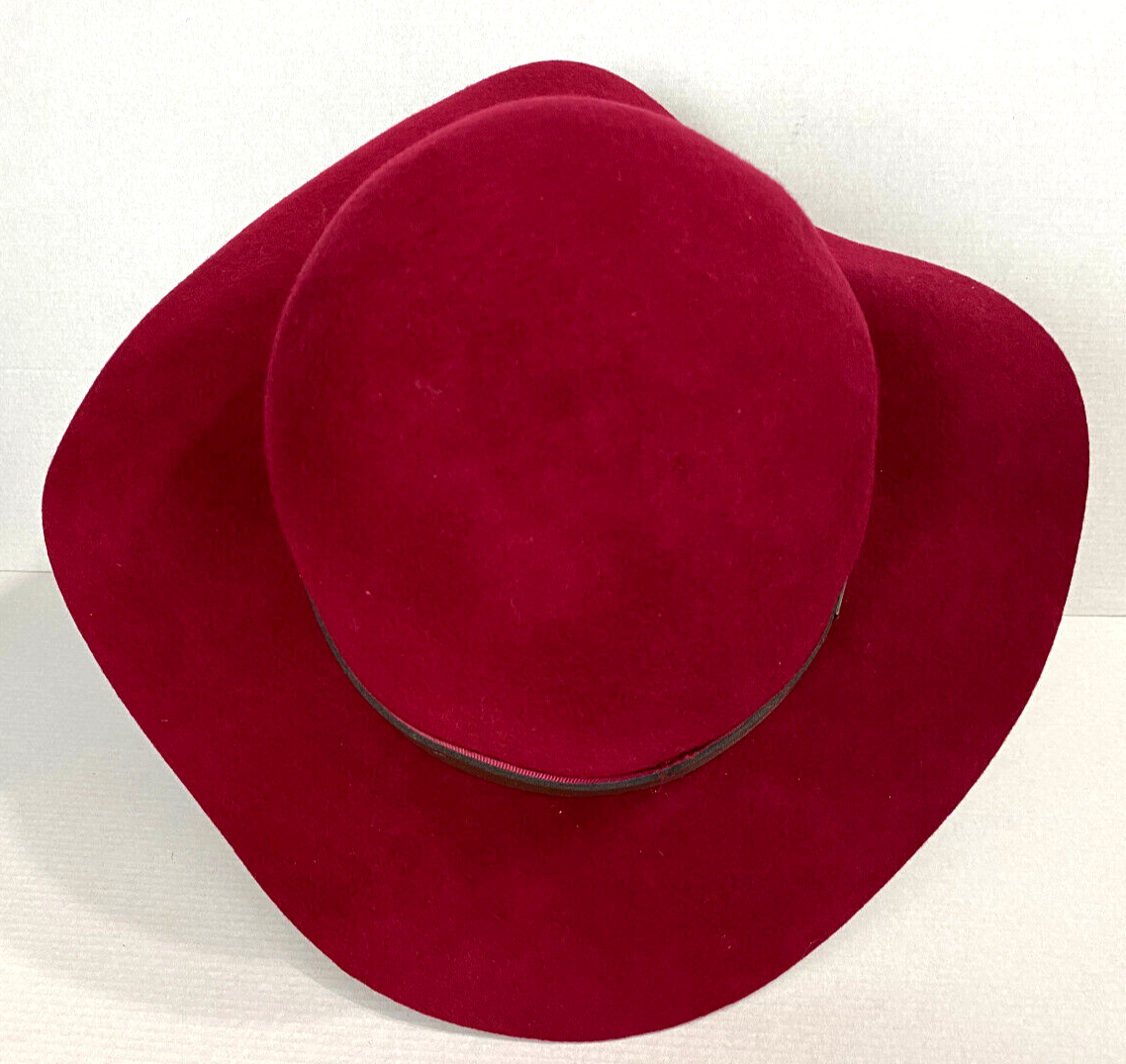 Betmar Hat Womens Fedora Bowler Red Wool One Size Adjustable | eBay