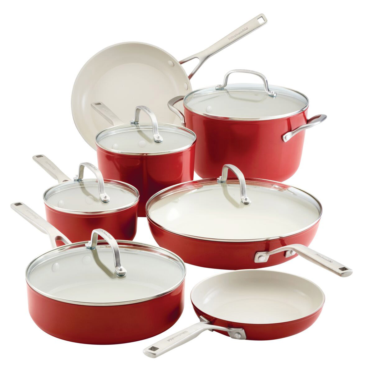 Kitchenaid 12-Piece Hard Anodized Ceramic Non-Stick Cookware Set, Black ...