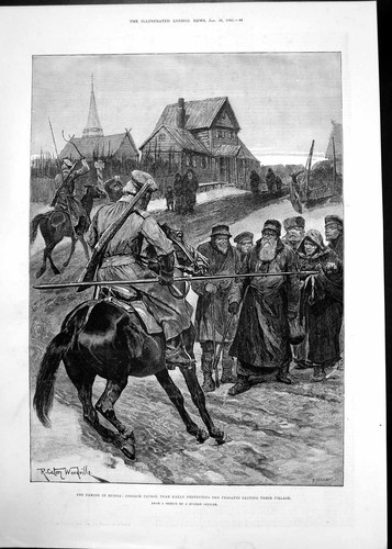 Original Old Antique Print Famine Russia Cossack Patrol Venice In ...