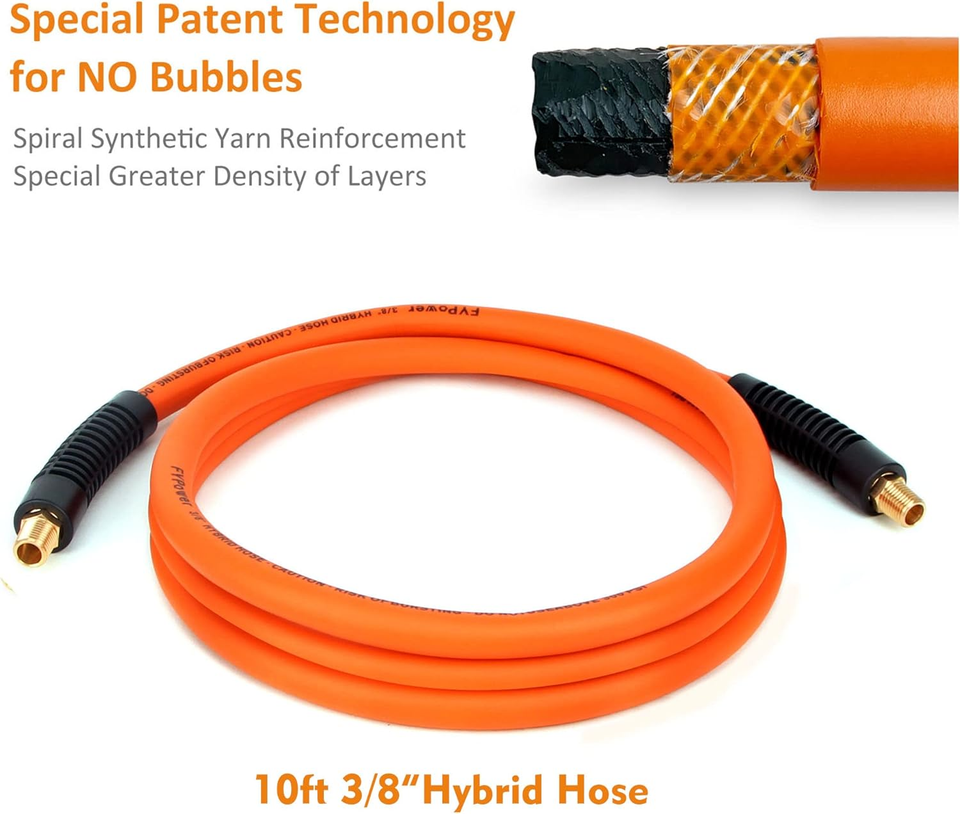 3/8 Inch X 10 Ft Hybrid Whip Air Compressor Hose Kit 10 Pieces Lead in ...