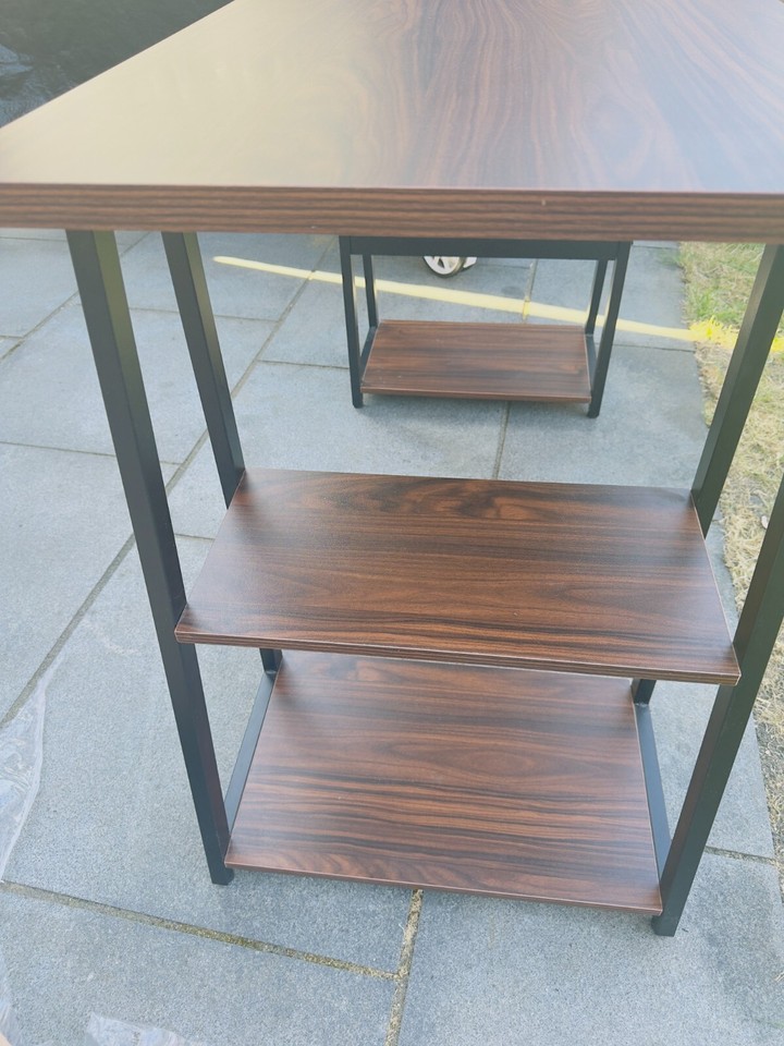 Office Hippo Home Office with 4 Shelves Computer Desk Walnut 130cm x ...