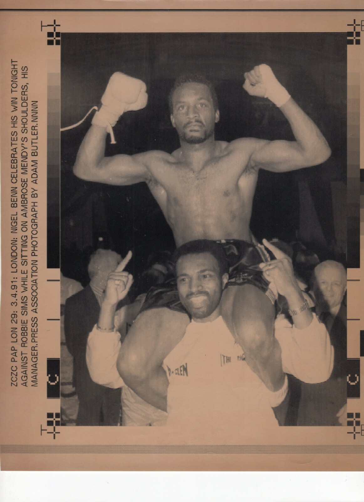 Original Press Wire Photo Boxing Nigel Benn on Ambrose Mendy's ...