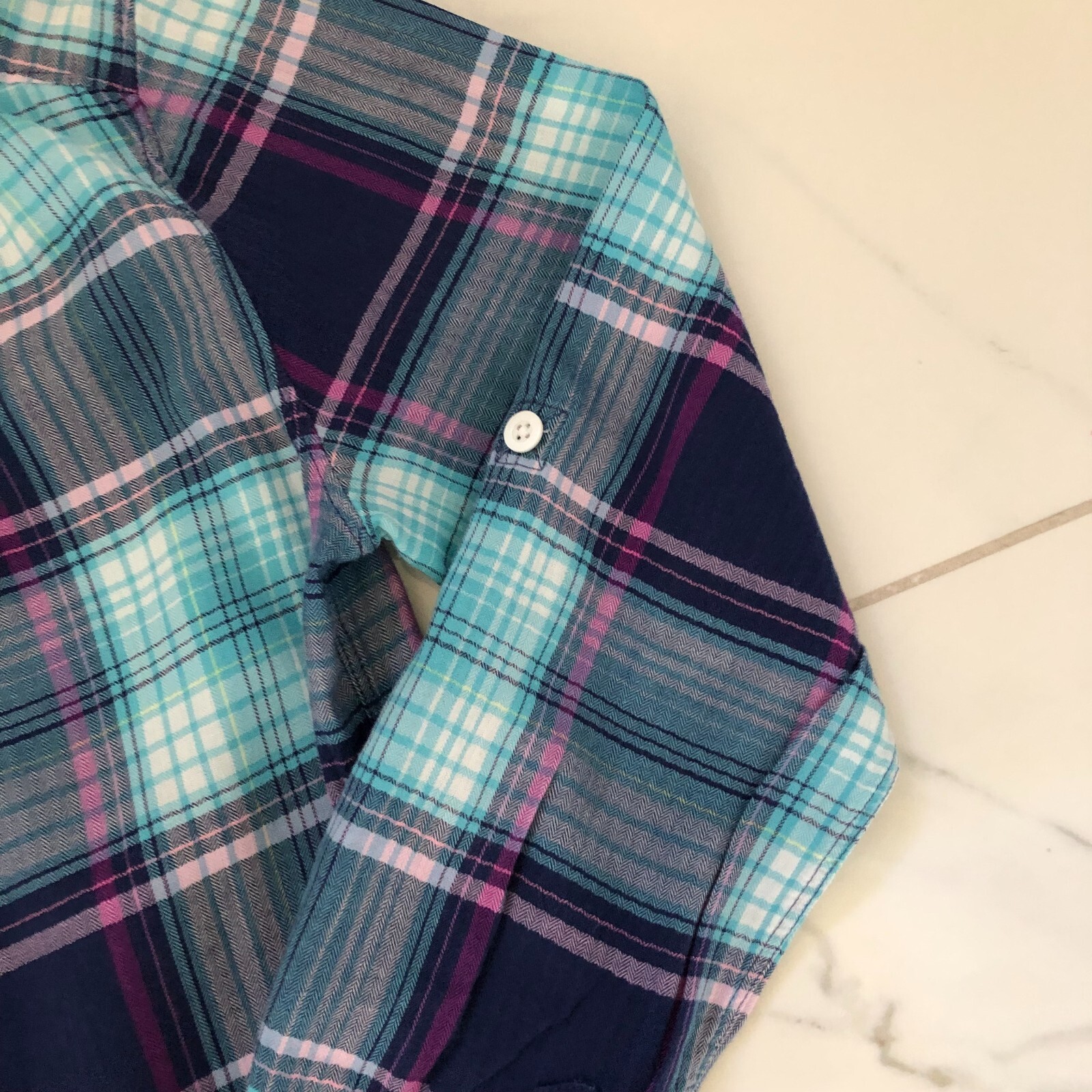 Tommy Bahama Women Plaid Roll Tab Long Sleeve Button Down Shirt Size XS ...