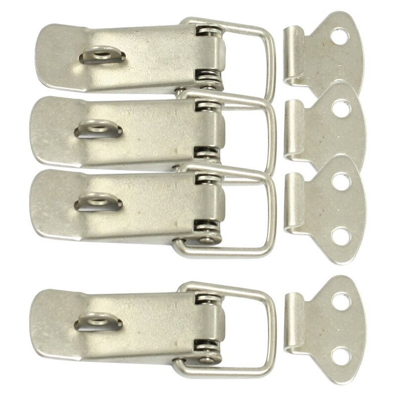 1X(4 Pcs Hardware Cabinet Boxes Spring Loaded Catch Toggle Hasp O7P1 ...