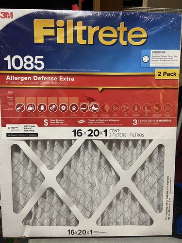 Filtrete 3M 16x20x1 Air Filter, MPR 1085 2 pack sealed, new ...