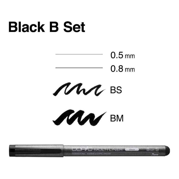Copic 4x Broad Nib Pigment Multiliner BLACK Set B Art Draw Sketch Pen ...
