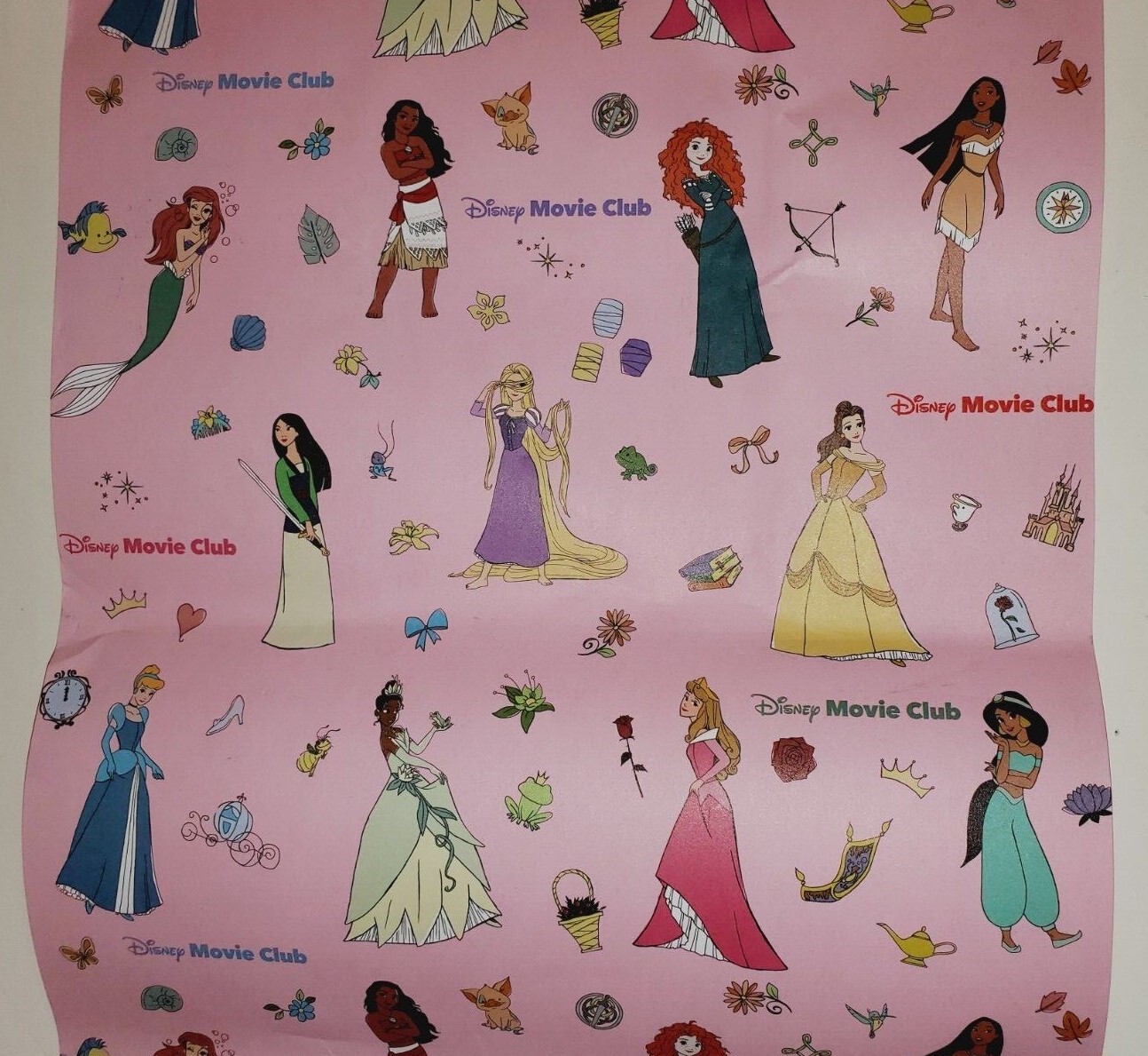 DISNEY MOVIE CLUB DMC PRINCESS GIFT WRAP WRAPPING PAPER JASMINE ...