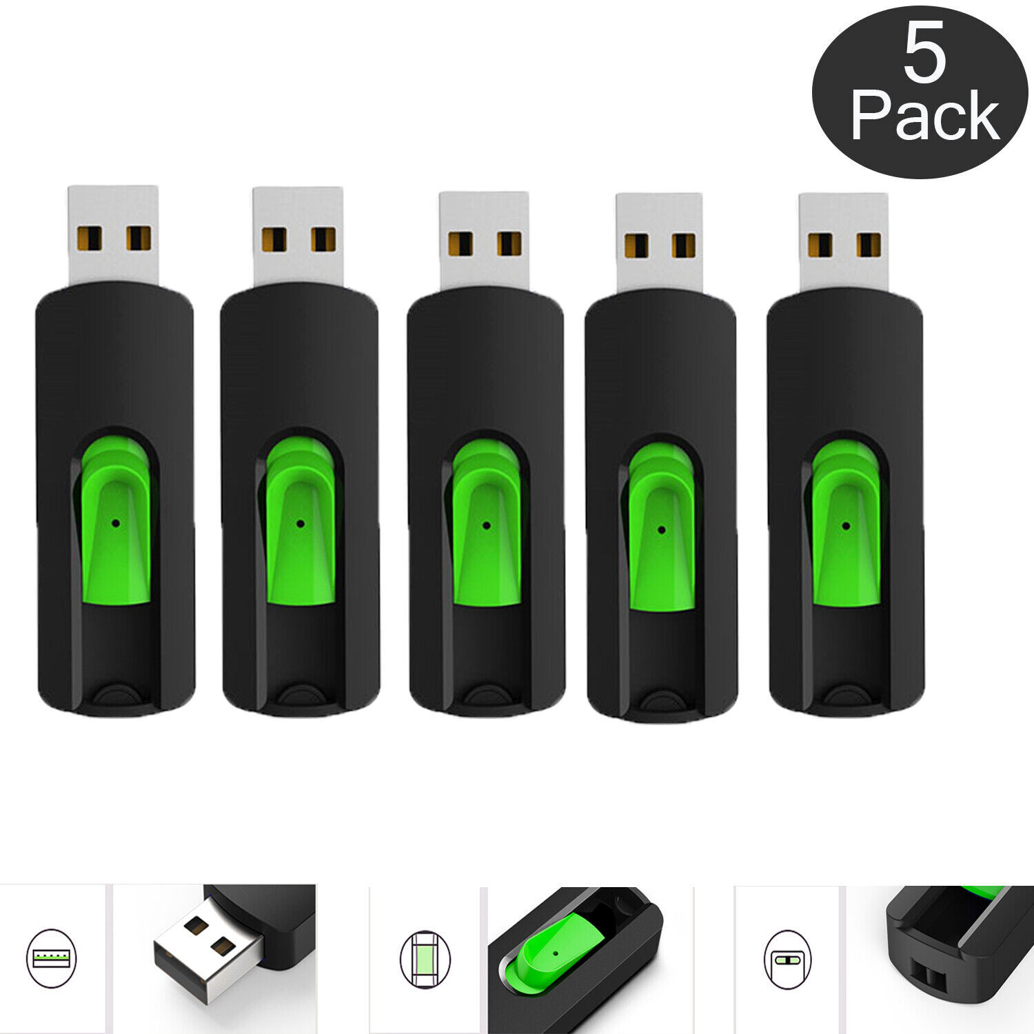 Wholesale 32GB 64GB 128GB 1/5/10x USB 2.0 Retractable Flash Drives ...