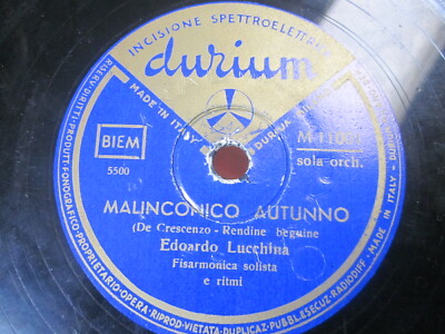 10" 78 rpm RECORD DURUIM M11001 EDUARDO LUCCHINA MALINCONICO AUTUNNO ...