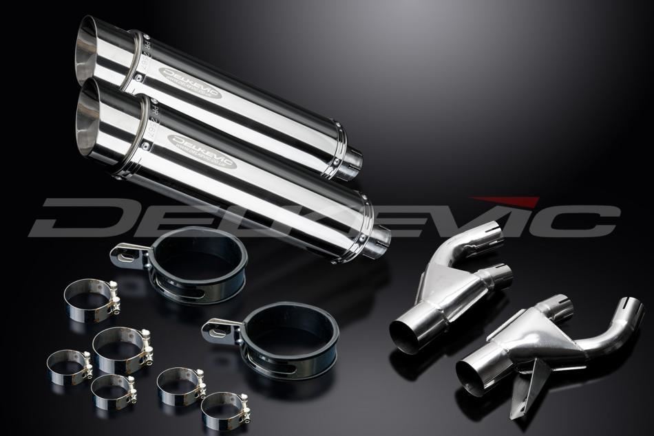 Delkevic 14" Stainless Round Slip On Mufflers - Yamaha VMAX 1984-2007 ...