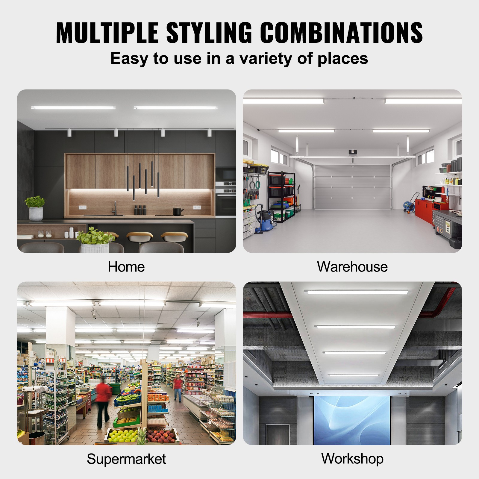 10 Pack 8FT LED Shop Light 80W Linkable Ceiling Shop Light Fixture ...