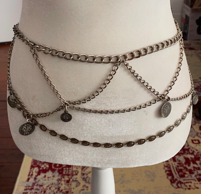 Silver Tone Coin Florin Metal Belly Dancer Style Chain Coin Belt | eBay