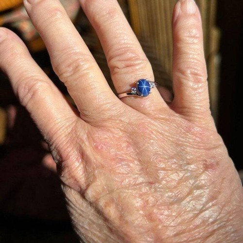 lab created Blue Landy Star Sapphire Ring, Engagement 925 Sterling ...