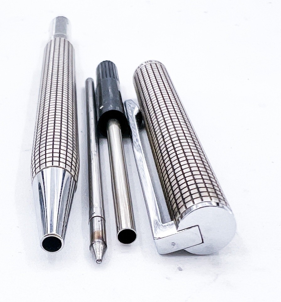 NOS Pilot japan grandee Sterling Silver ballpoint pen Twist Grid ...
