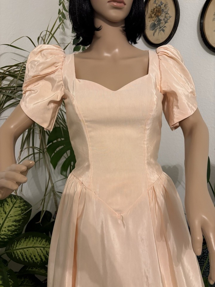 Vintage 80s Does 50s Pink Prom Wedding Bridesmaid Backless Basque Waist ...