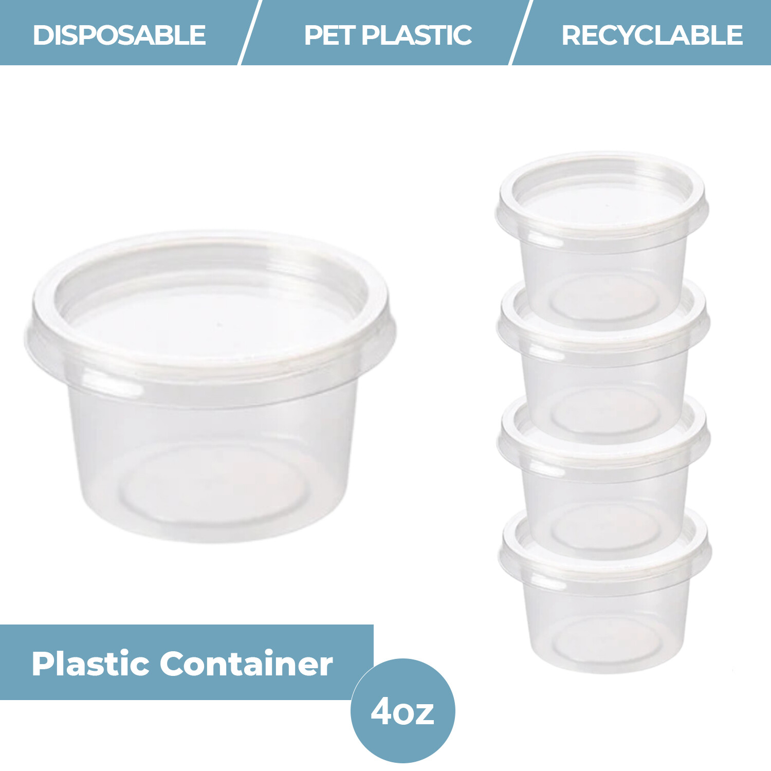 1oz-4oz Plastic Food Containers Sauce Dip Deli Pots With Separate Lids ...