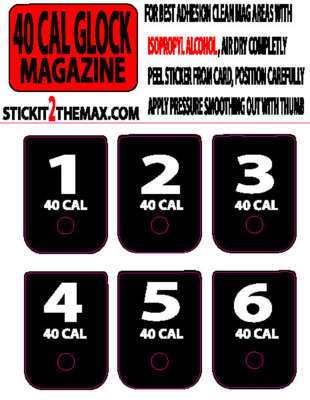 FITS GLOCK 40 CAL WHITE NUMBERED 1-6 MAGAZINE BASE PLATE STICKERS,set ...