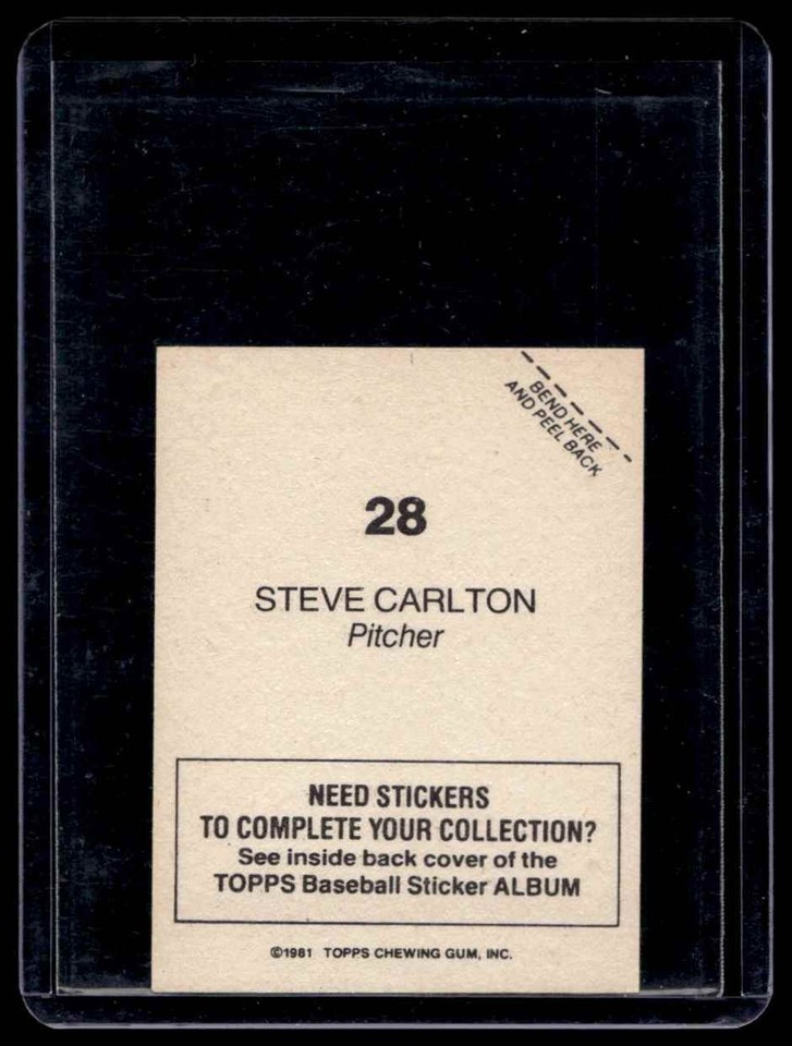 1981 Topps Stickers Steve Carlton Philadelphia Phillies #28 | eBay