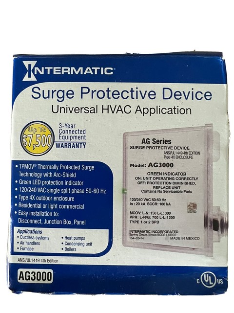 Intermatic AG3000 120/240 VAC Universal HVAC Surge Protective Device ...
