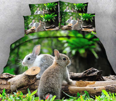 Round Cute Rabit 3D Printing Duvet Quilt Doona Covers Pillow Case ...